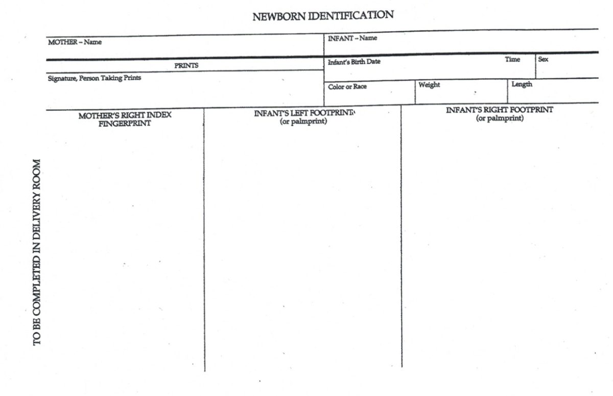 Newborn ID Form – Baby Birth and Beyond